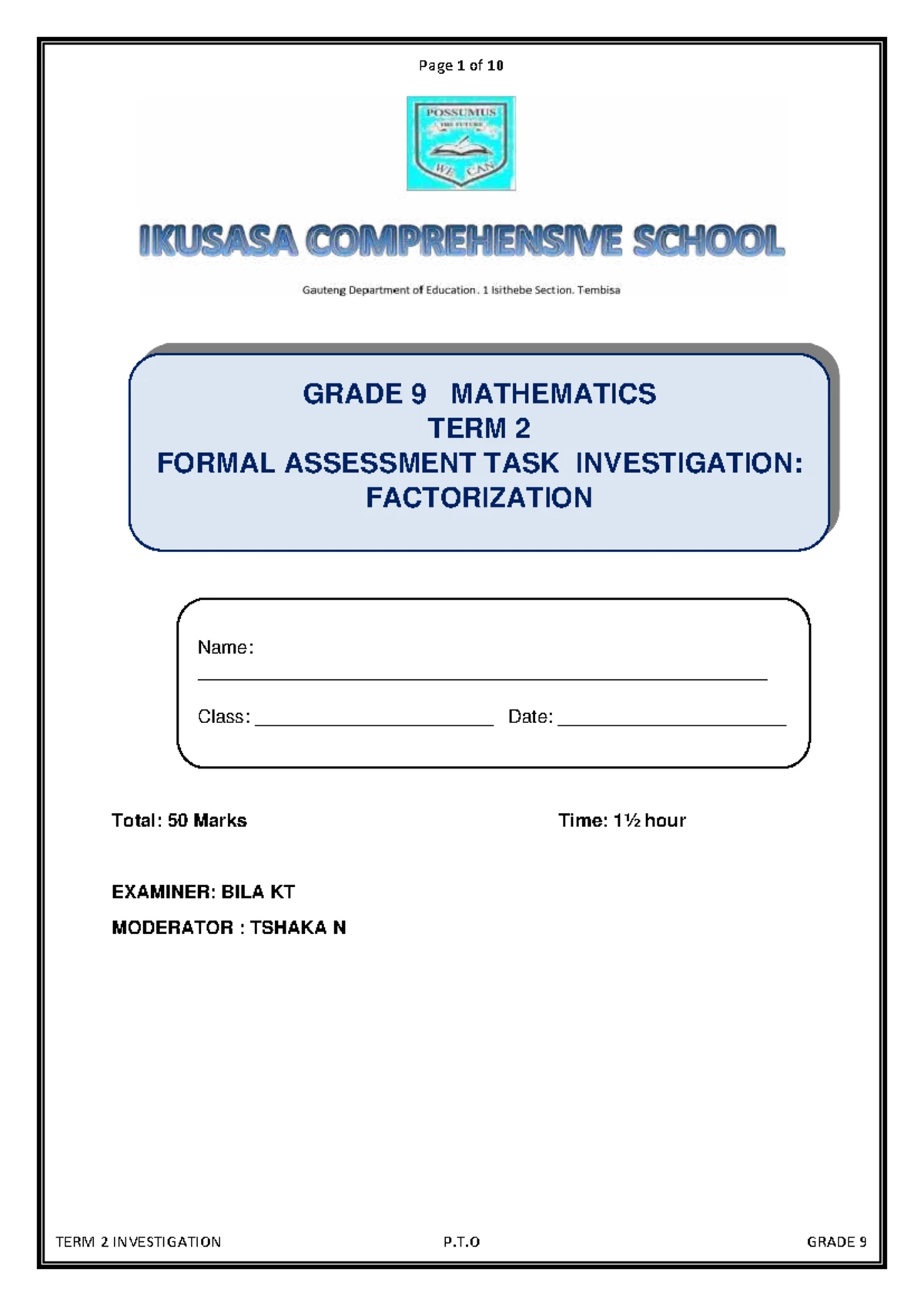 Mathematics Grade 11 Term 2 Revision Guide: Key Concepts & Skills - Studocu