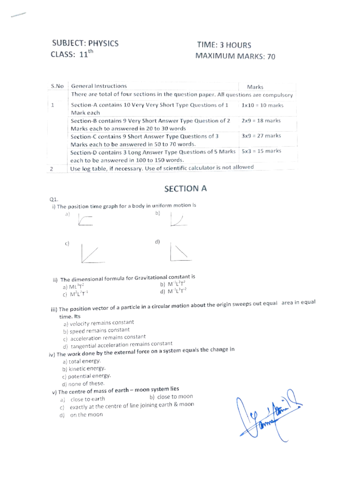 MTP Physics 11th Model Question Paper - VVB Exam Prep - Studocu