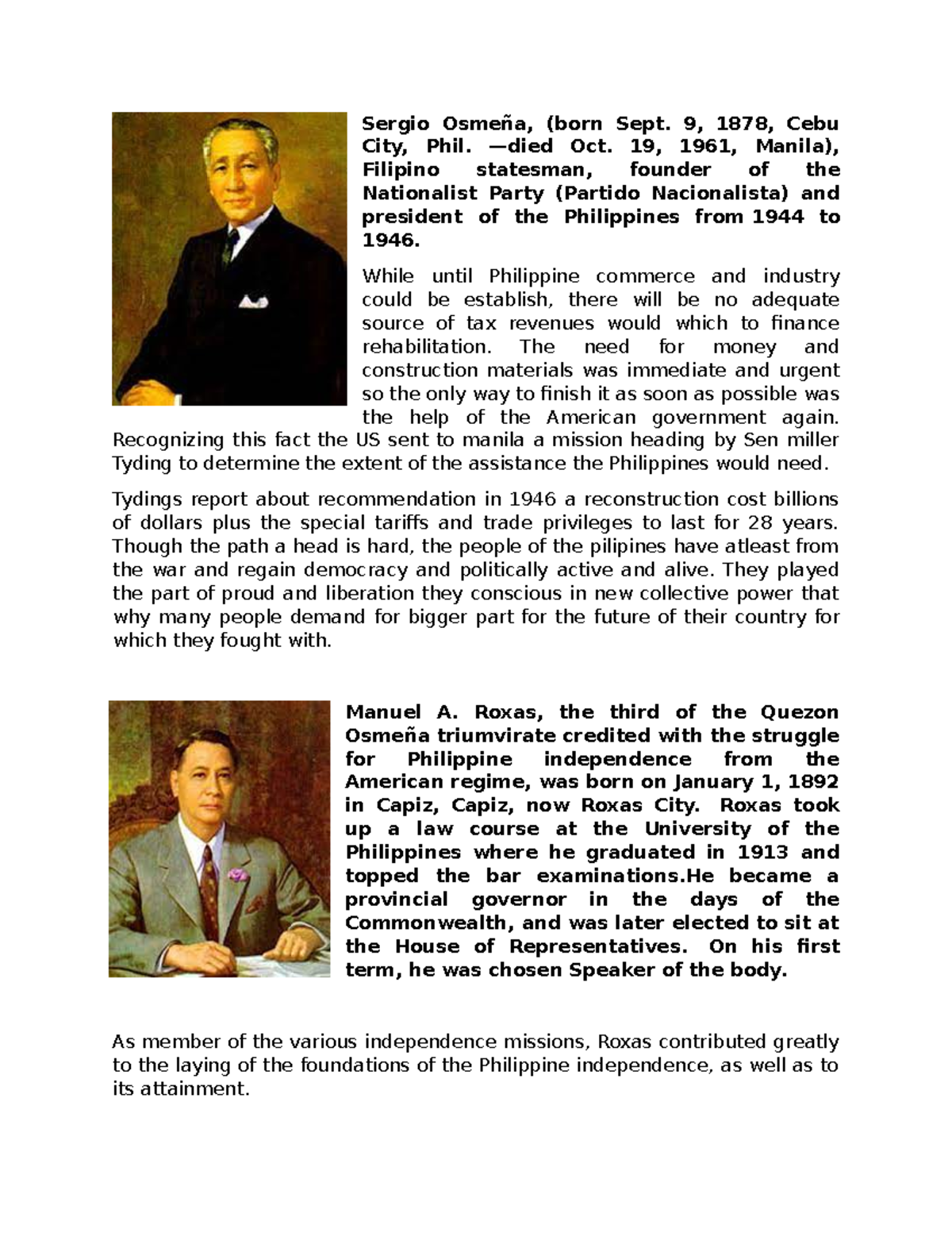 Contributions of Philippine Presidents: A Historical Overview - Studocu