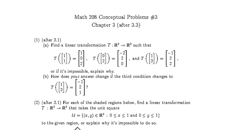 Math 208 Conceptual Problems Homework: Chapter 3 (Week 3) - Studocu