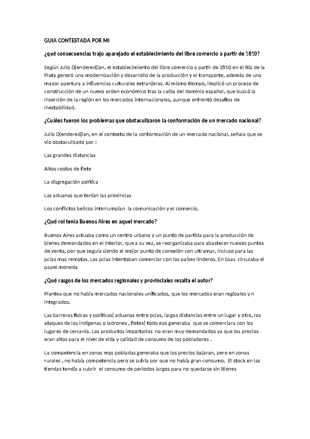 Guía de Historia Económica: Impacto del Libre Comercio y Modernización (HIST - Studocu