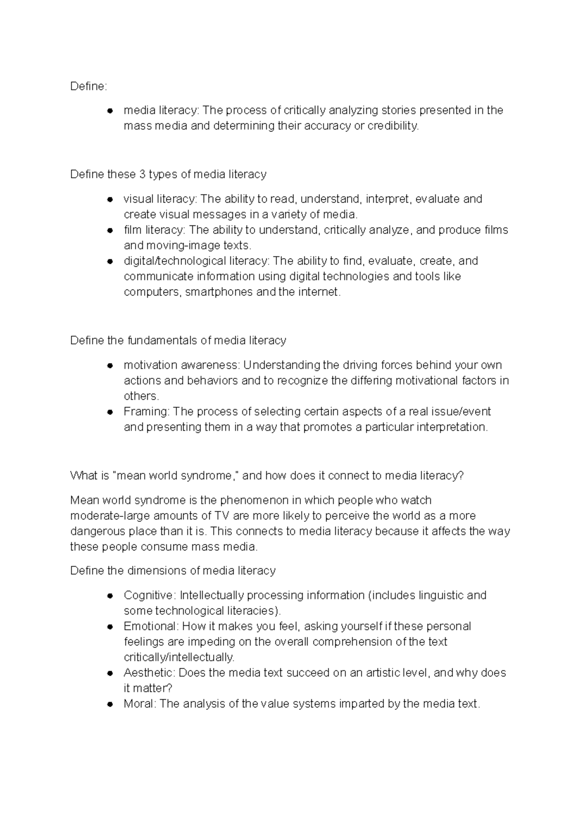 Media Literacy (ML 101): Exploring Its Dimensions & Fundamentals - Studocu