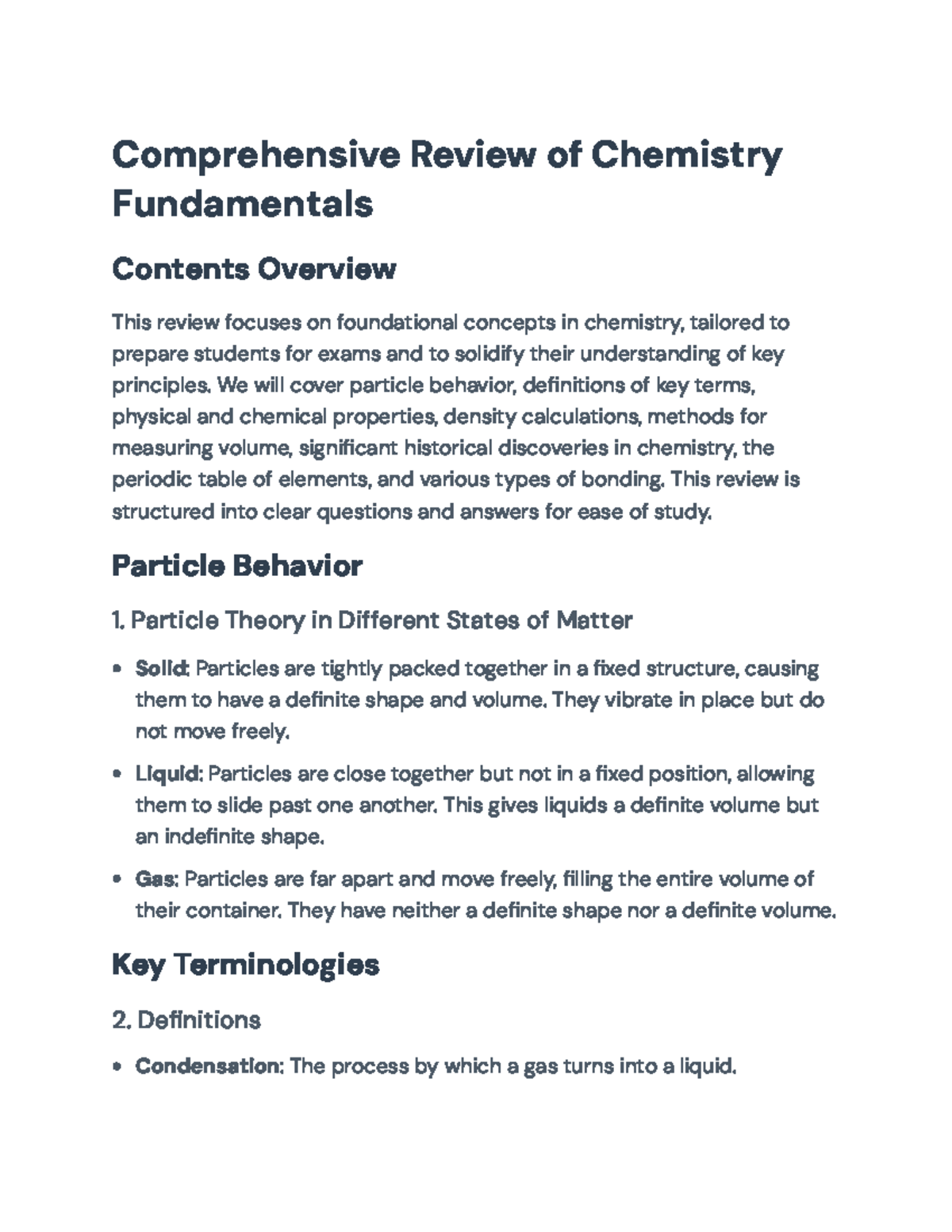 Comprehensive Chemistry Review: Fundamentals and Key Concepts for Exams ...