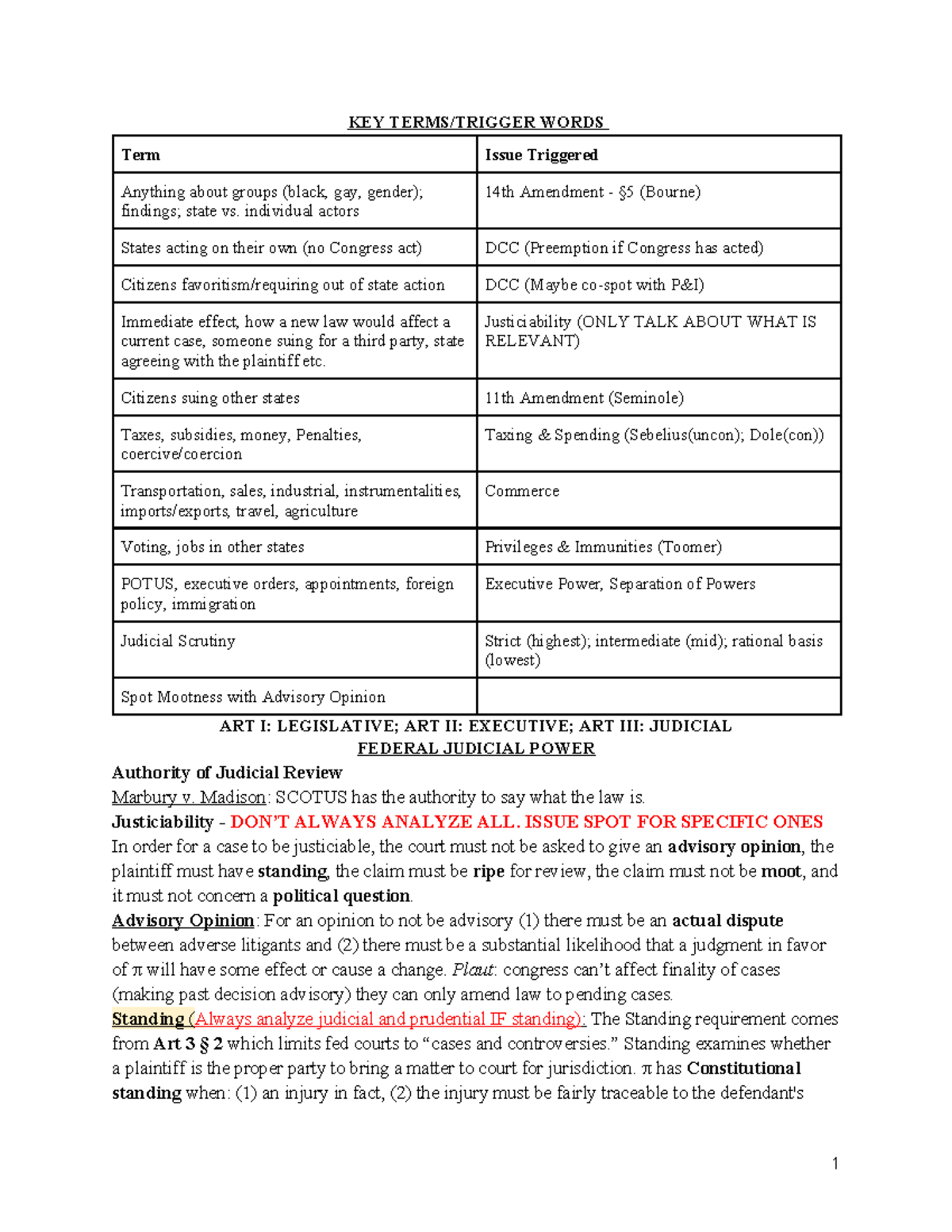 Con Law Exam Day Outline (Course Code: CON LAW 101) - Studocu