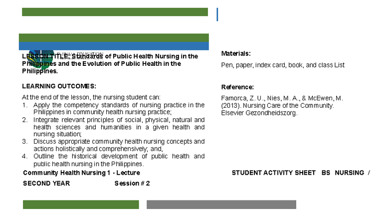 CHN1 Lec 2 - Standards of Public Health Nursing in the Philippines ...