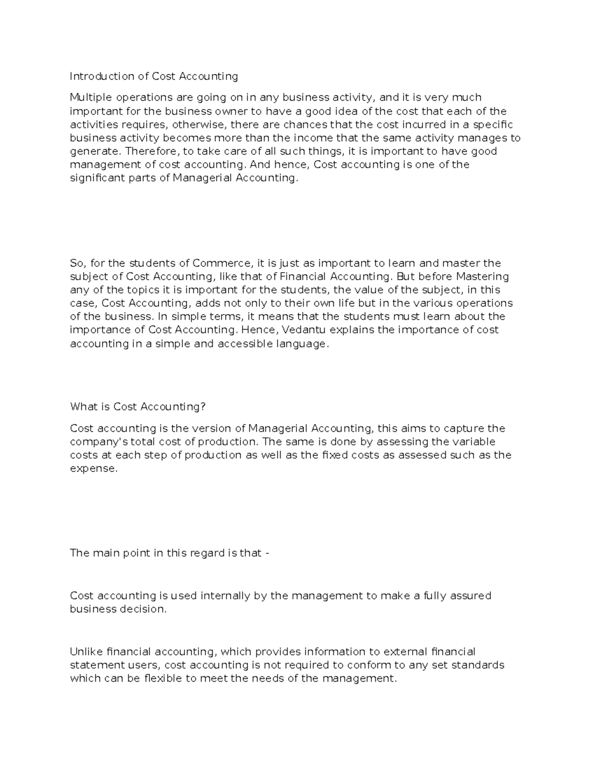 Introduction of Cost Accounting - Introduction of Cost Accounting ...