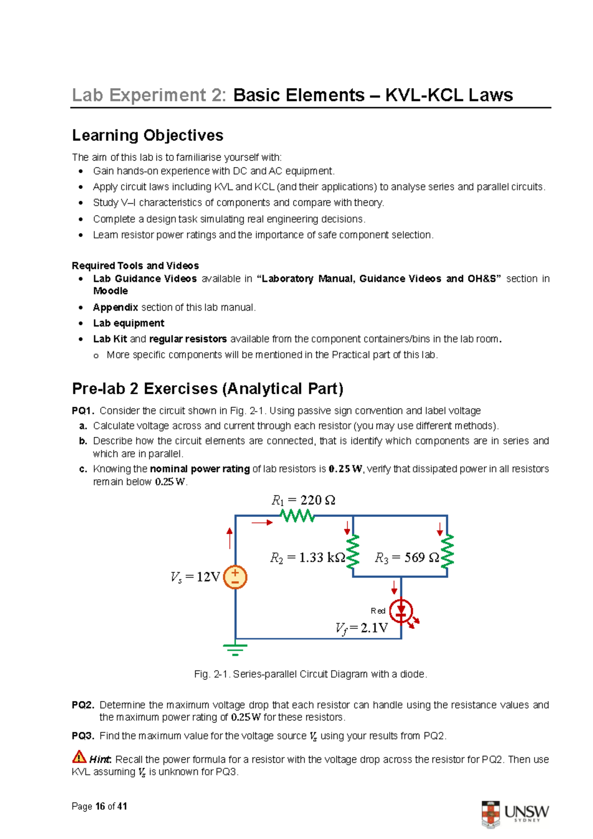 Lab Experiment 2: Basic Circuit Laws and Analysis (ELEC1111) - Studocu