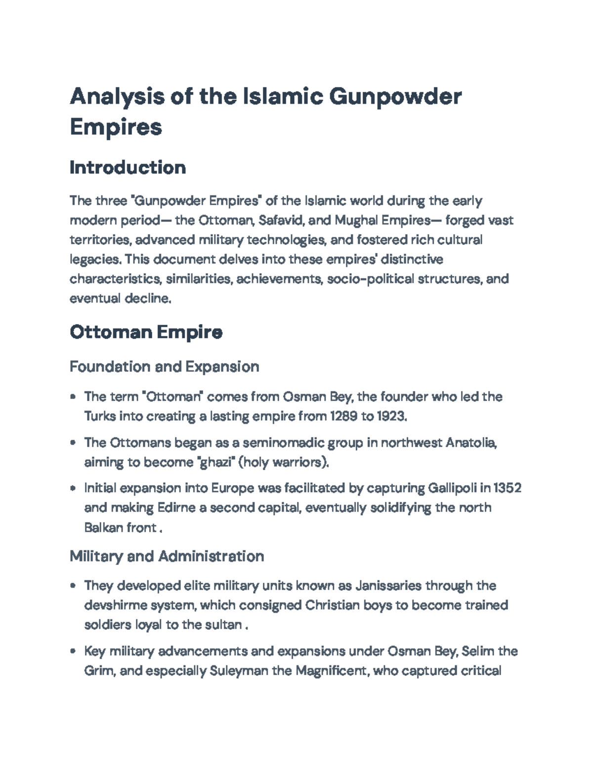 Islamic Gunpowder Empires (HIS 201): A Comparative Analysis - Studocu