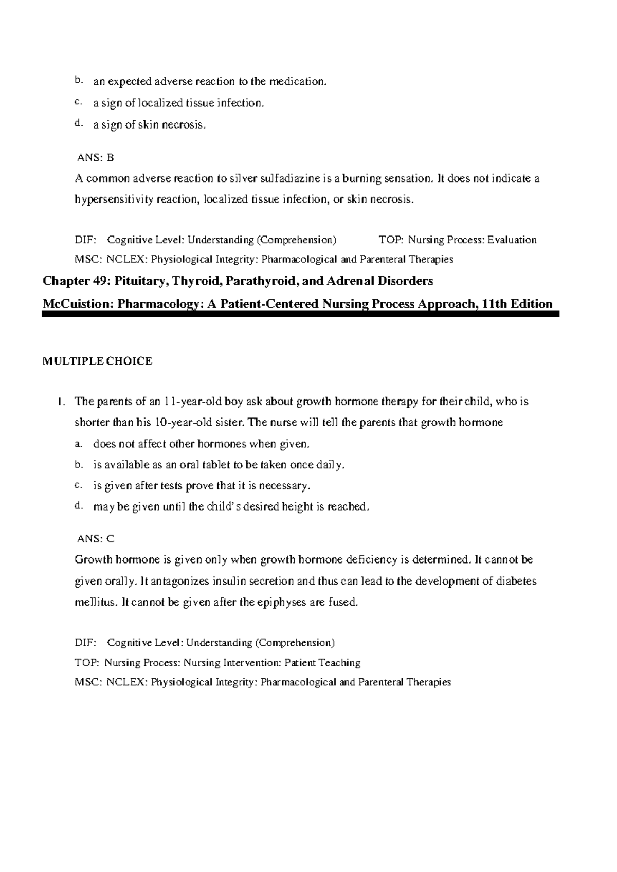Test Bank: Pharmacology - Patient-Centered Nursing Process 301 - Studocu
