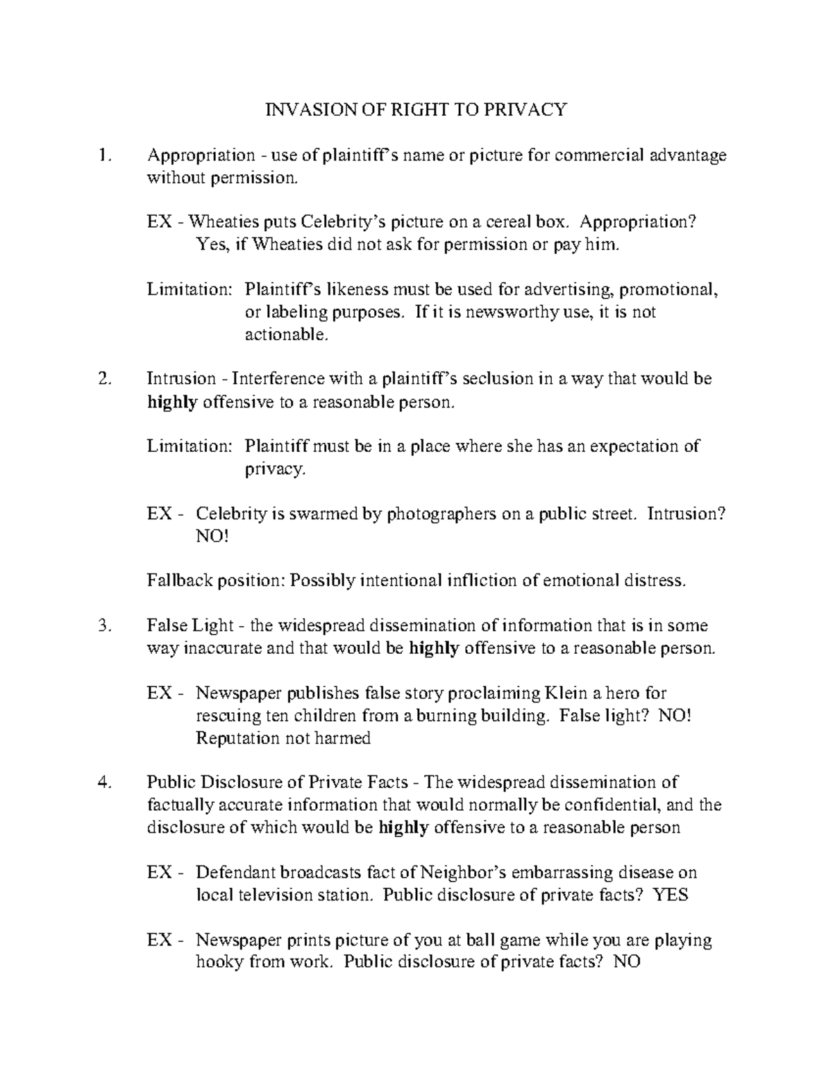 Invasion of Right to Privacy: Key Concepts and Examples 1 - Studocu