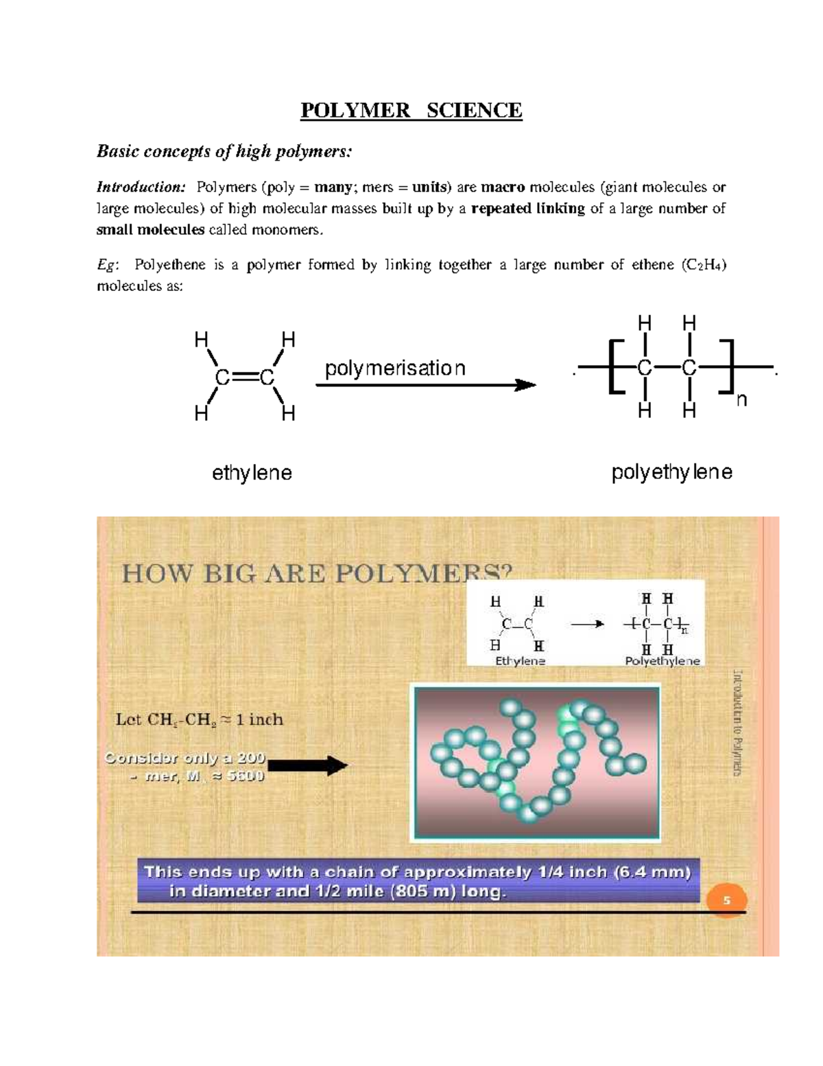 POLYMER SCIENCE: Basic Concepts of High Polymers and Their Applications ...