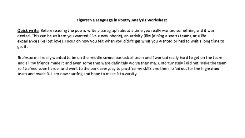 ENG 101 - Dream Deferred Activity: Figurative Language in Poetry ...