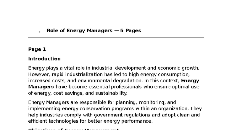 ECM Unit-01: Role of Energy Managers in Sustainable Practices - Studocu
