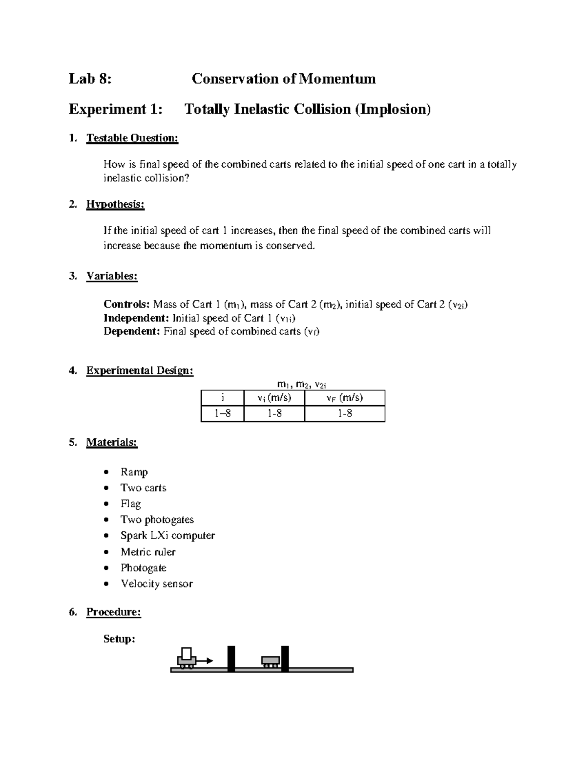 PHY111L Lab 8: Conservation of Momentum Experiments Analysis - Studocu