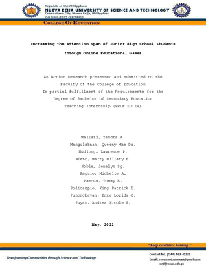 [Solved] research topic for bsed mathematics students - Bachelor of Secondary Education (BSE ...