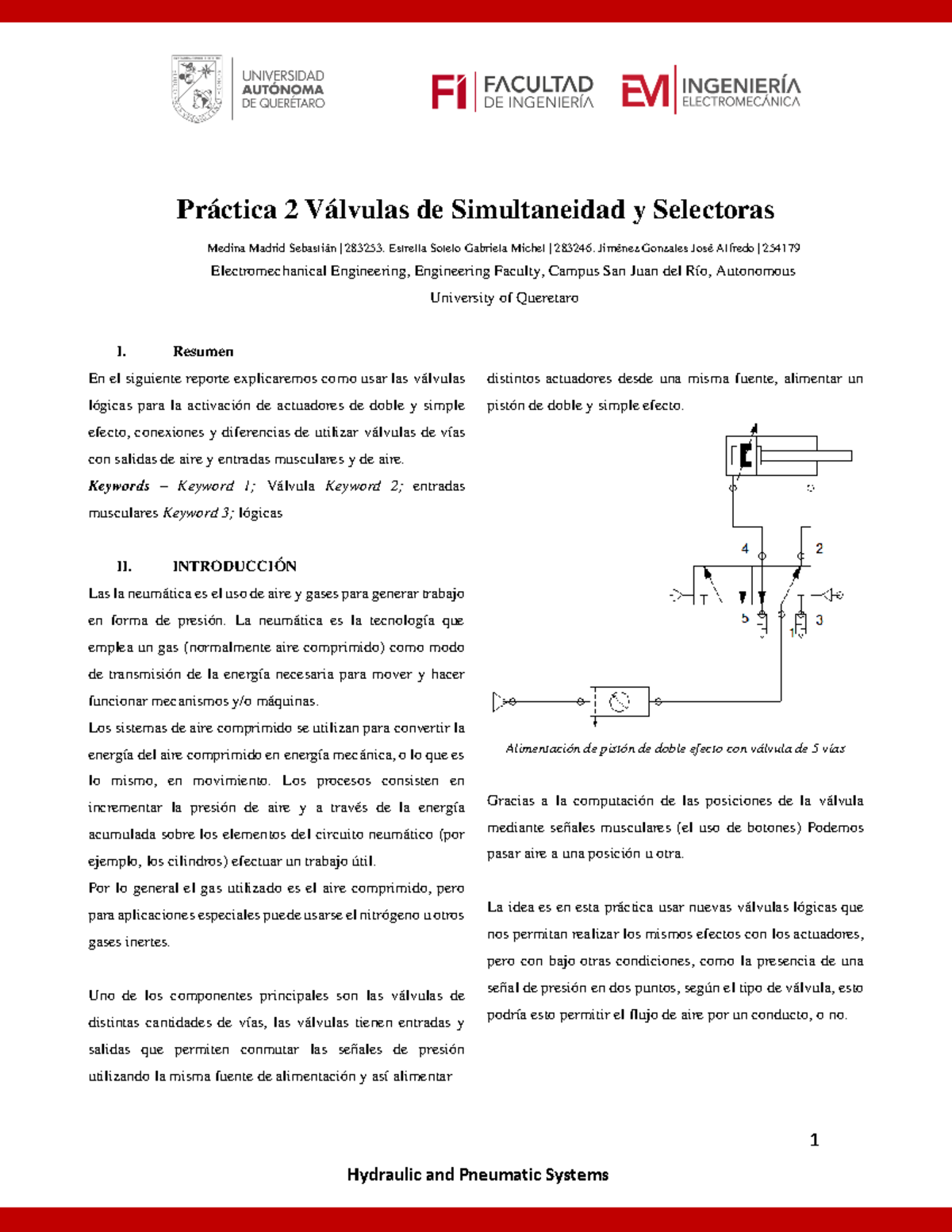 Reporte 2 neumatica - 1 Práctica 2 Válvulas de Simultaneidad y ...
