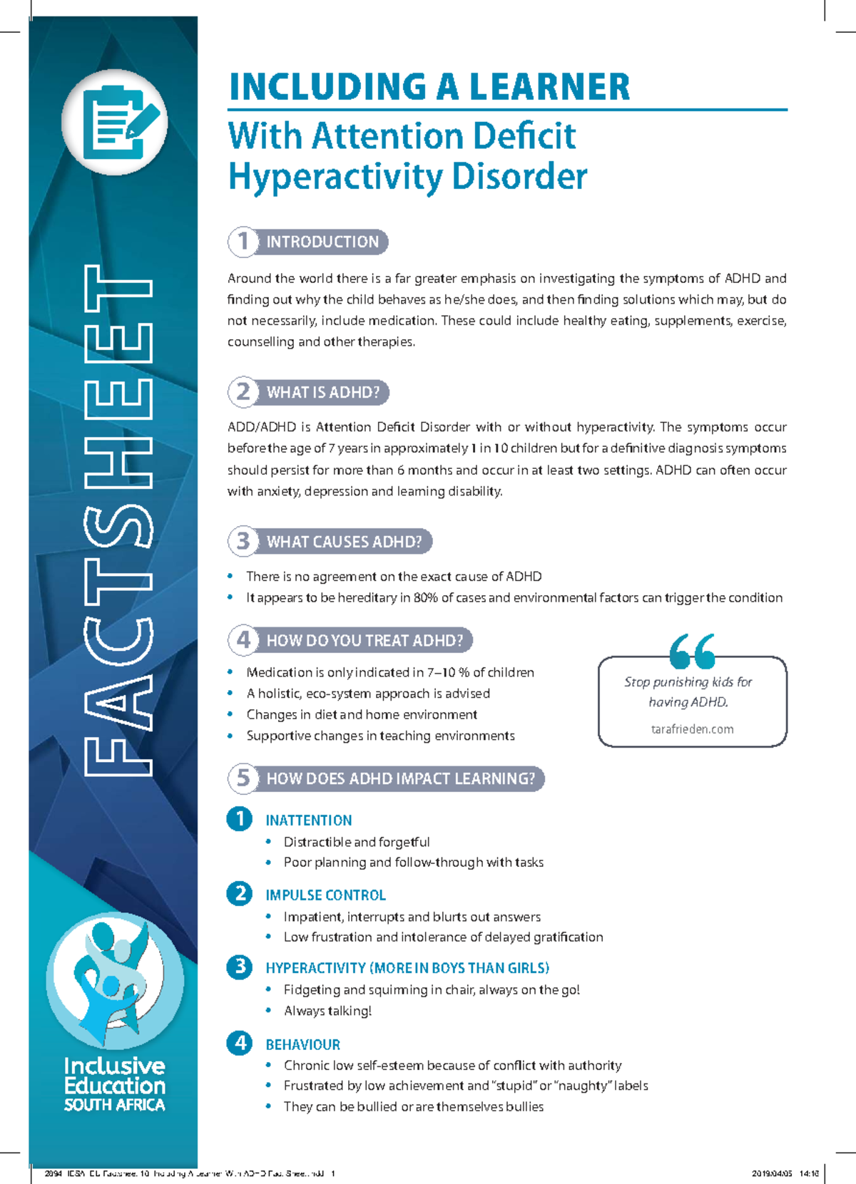 Including a Learner with ADHD: Understanding and Support Strategies ...