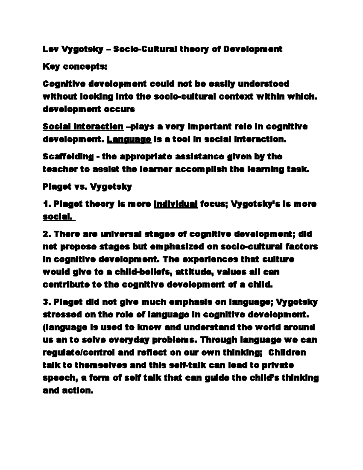 Lev-Vygotsky: Key Points on Socio-Cultural Development Theory - Studocu