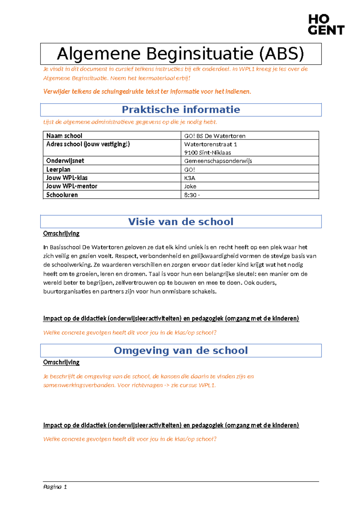 2526 P2 Algemene Beginsituatie (ABS) Sjabloon en Instructies - Studocu