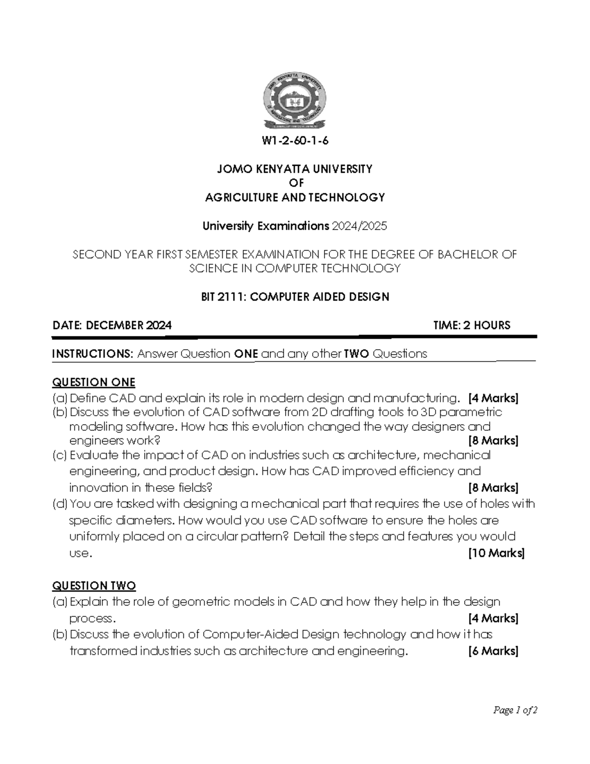 BIT 2024: CAD Final Exam Study Guide and Key Concepts - Studocu