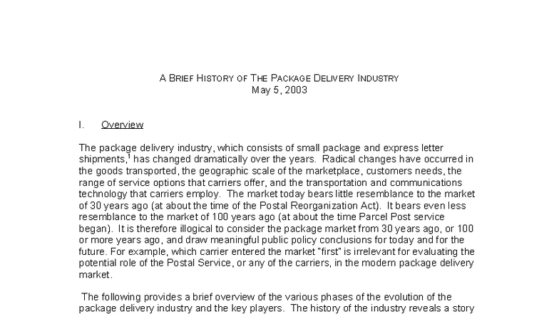 Parcel history final 1 - hejiusrw - A BRIEF HISTORY OF THE PACKAGE ...