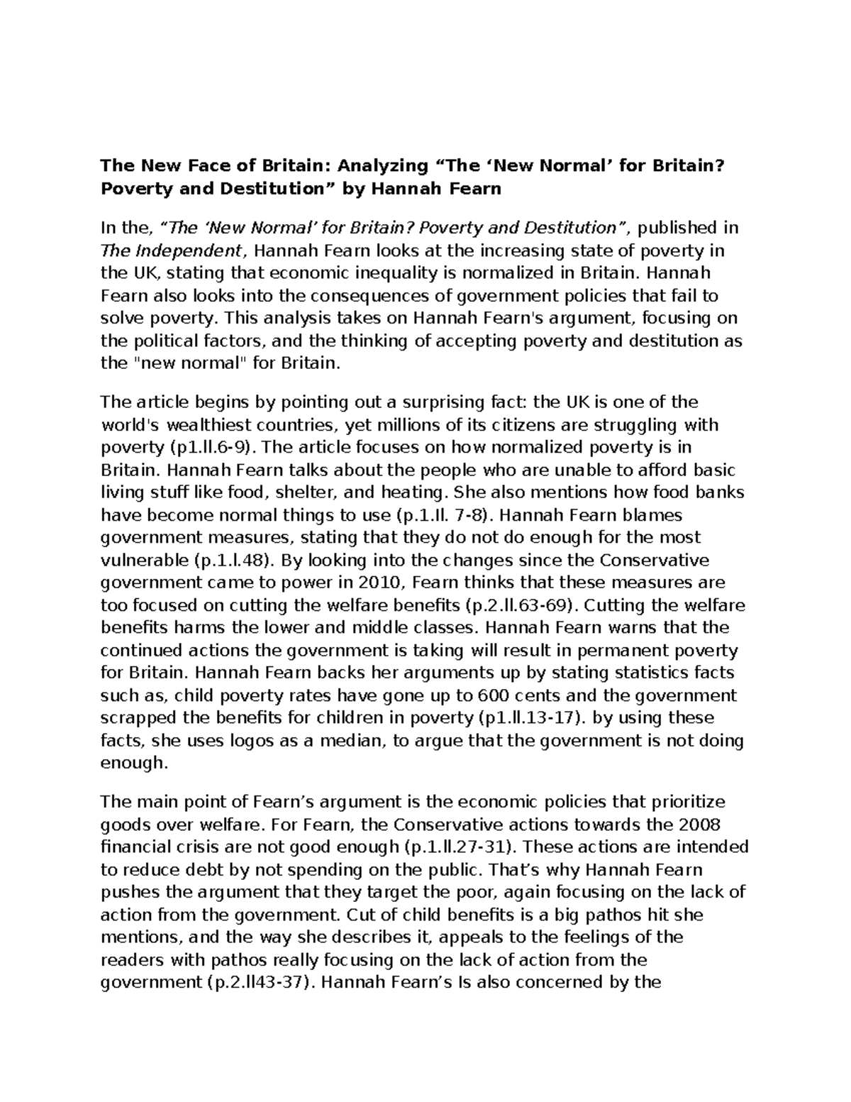 Analyzing Poverty in Britain: Insights from Hannah Fearn's Article ...