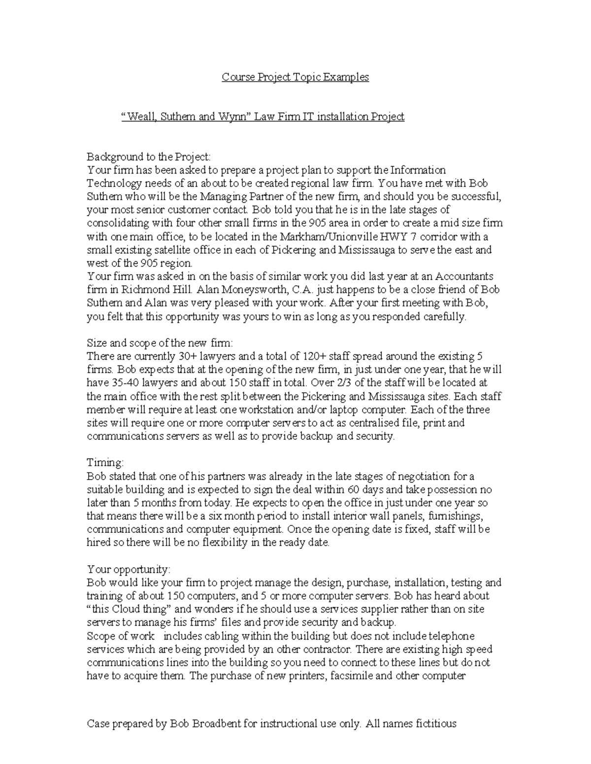 Topic Example 1 - Assignment - Course Project Topic Examples “Weall ...