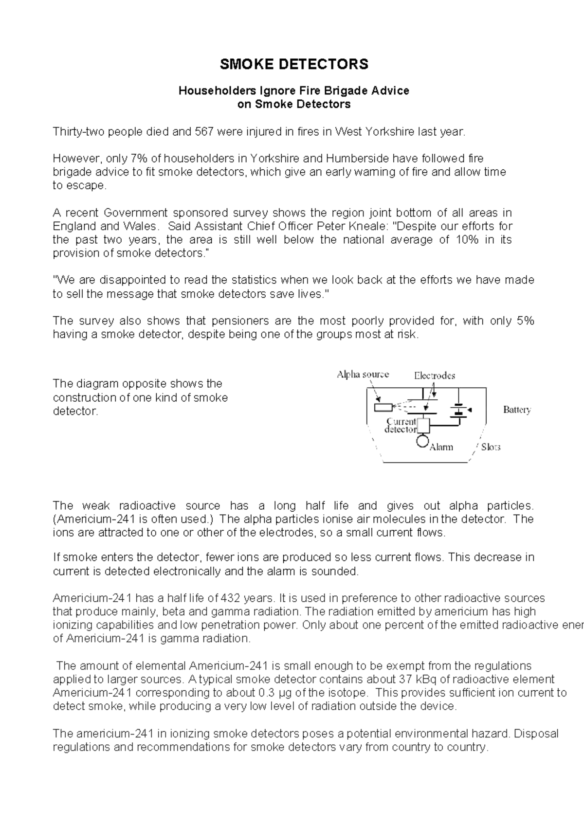 Physics Comprehension Practice: Smoke Detectors & RPS Insights - Studocu