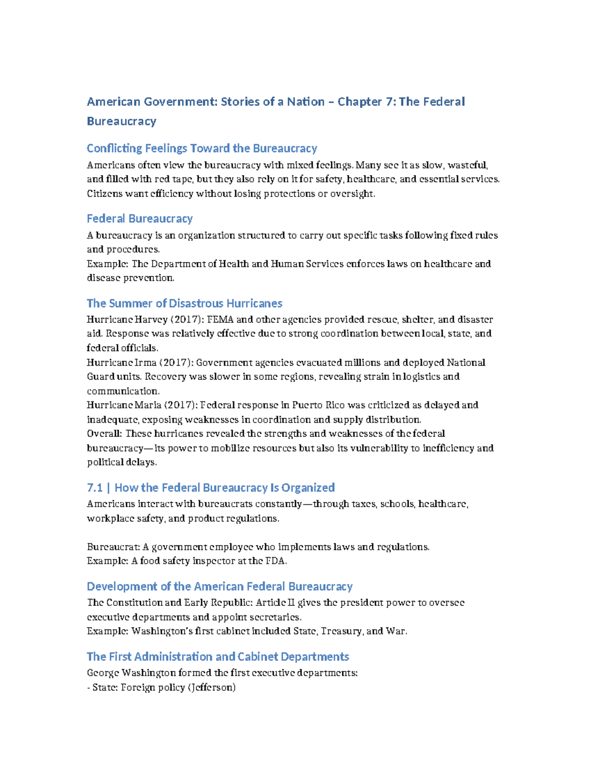 Chapter 7: Federal Bureaucracy Insights (American Government) - Studocu