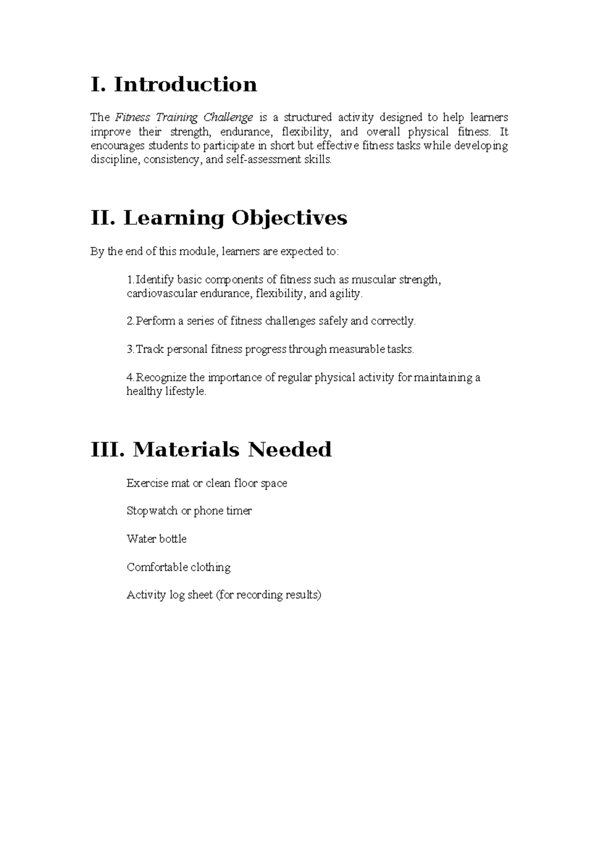 Fitness Training Challenge: Enhancing Physical Fitness Skills - Studocu