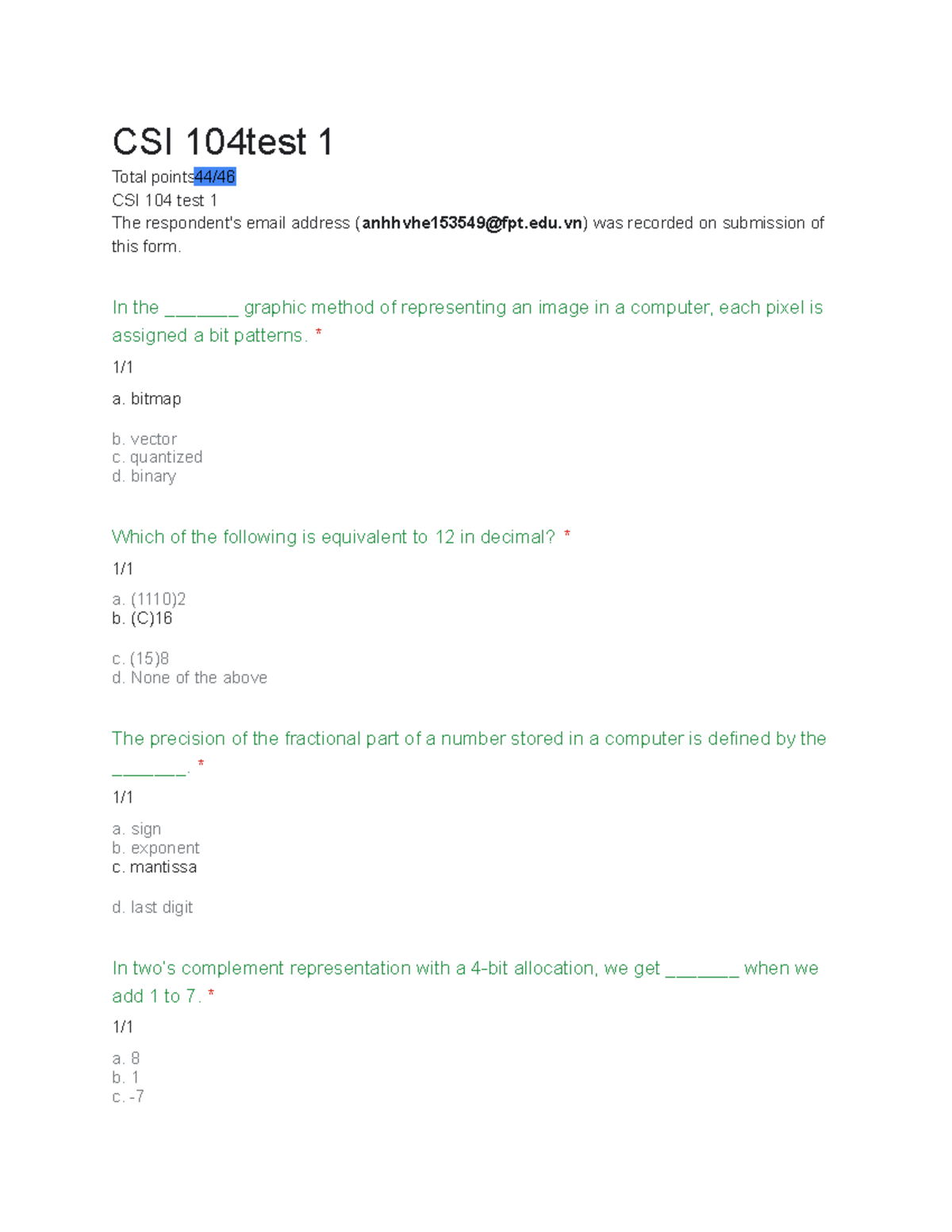CSI 104 Final Exam Review Questions and Answers - Studocu