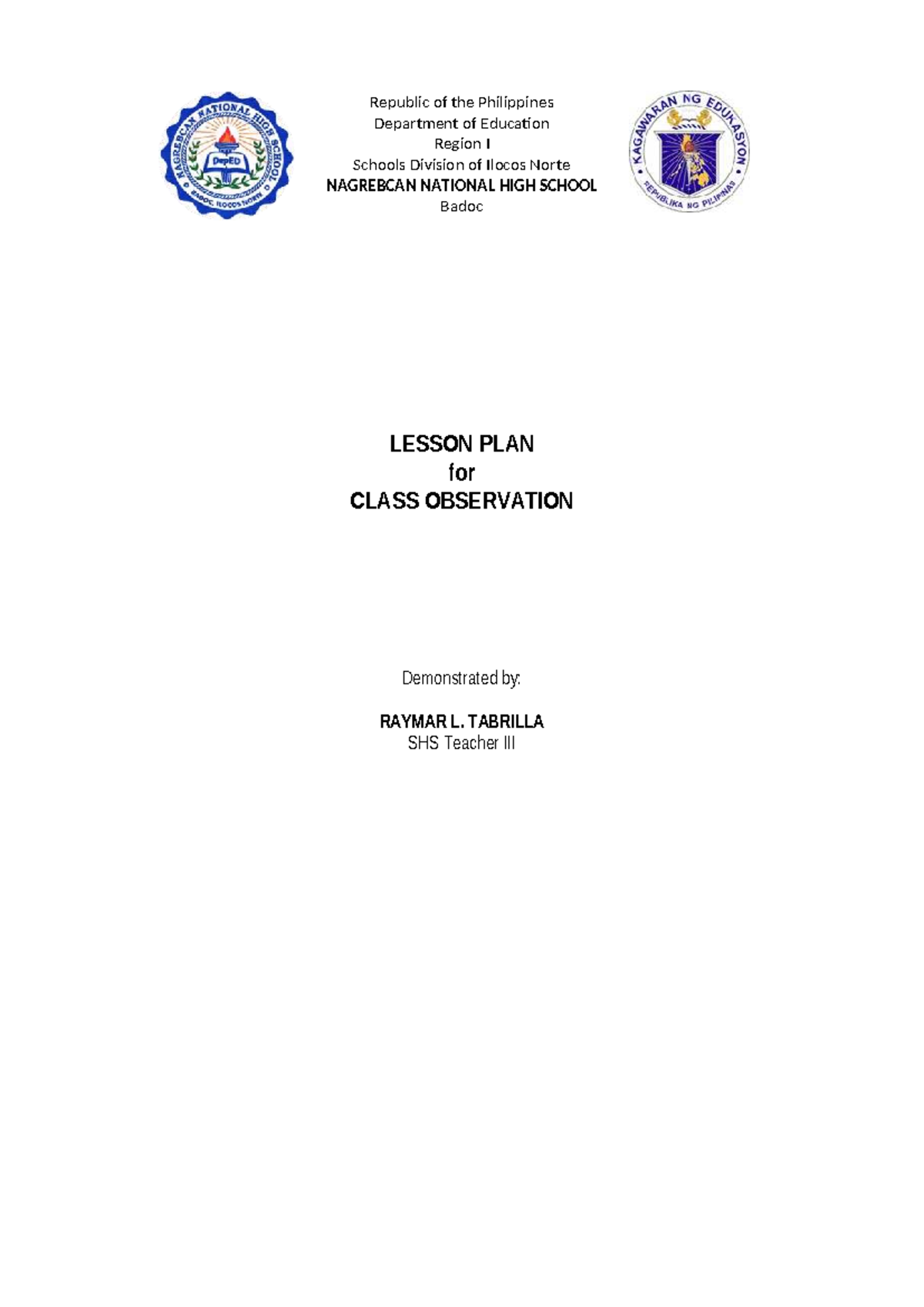 Lesson Plan for Class Observation: Pearson Product Moment Correlation ...