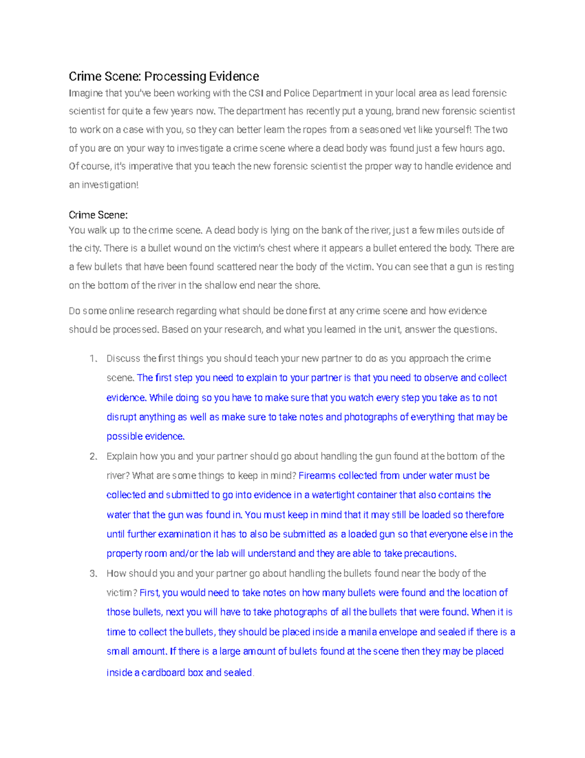 Forensic Science Unit 5: Crime Scene Evidence Processing Guide - Studocu