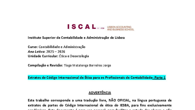 Ética e Deontologia em Contabilidade: Tradução do Código IESBA 2025 ...