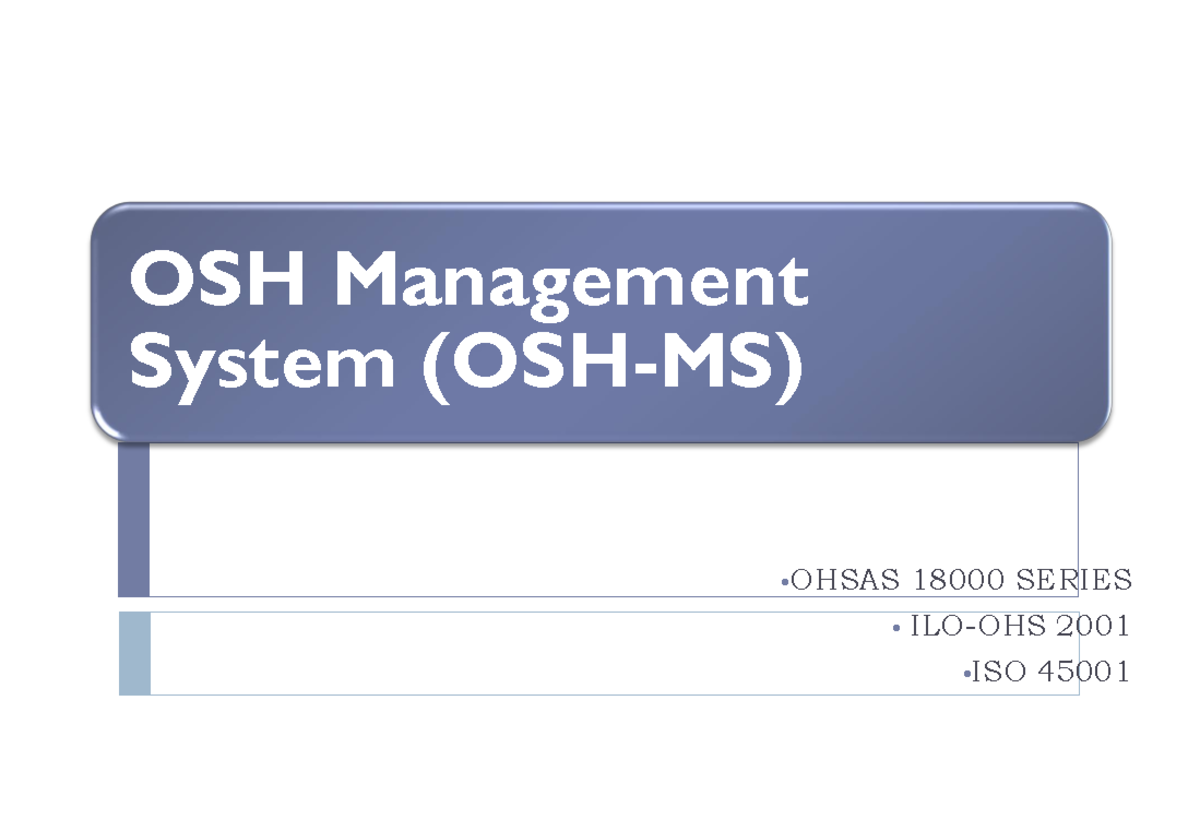 5.4. Elements of occupational safety and health management systems ...