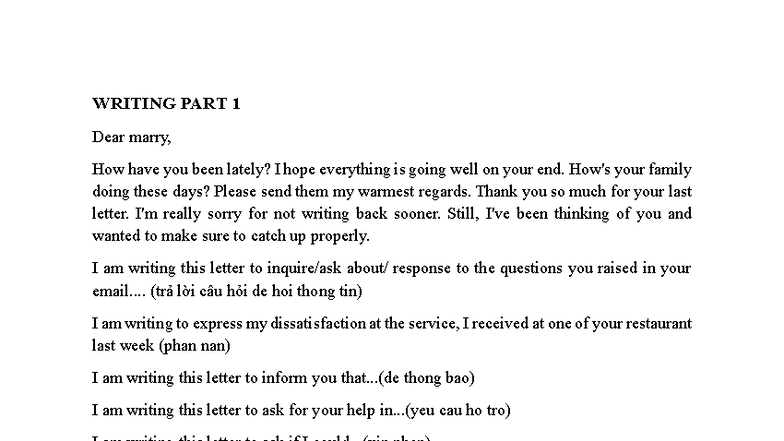 Speaking Part 1 - 1123: Letter Writing and Discussion Situations - Studocu