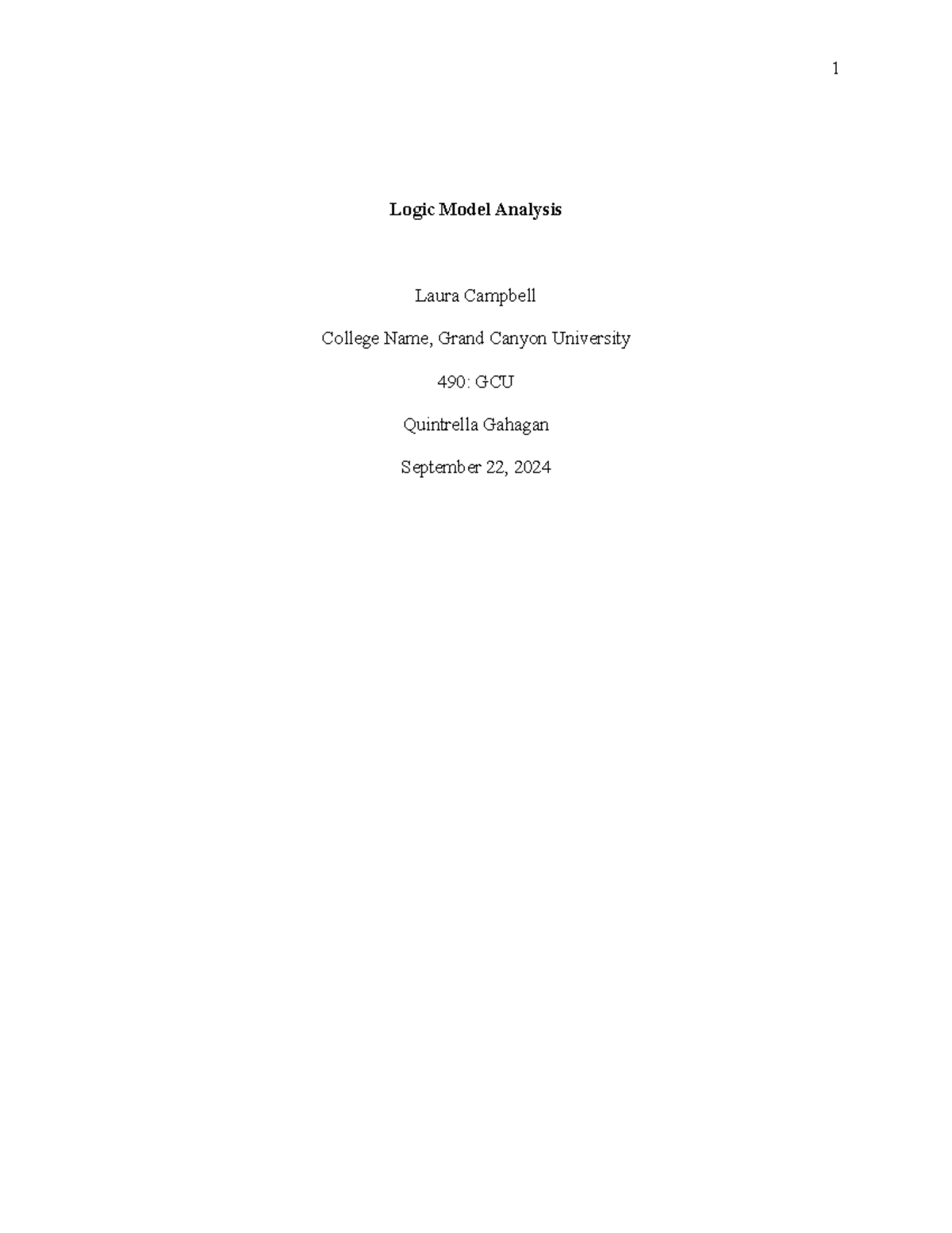 BHS 490 Logic Model Analysis: Components and Importance in Behavioral ...
