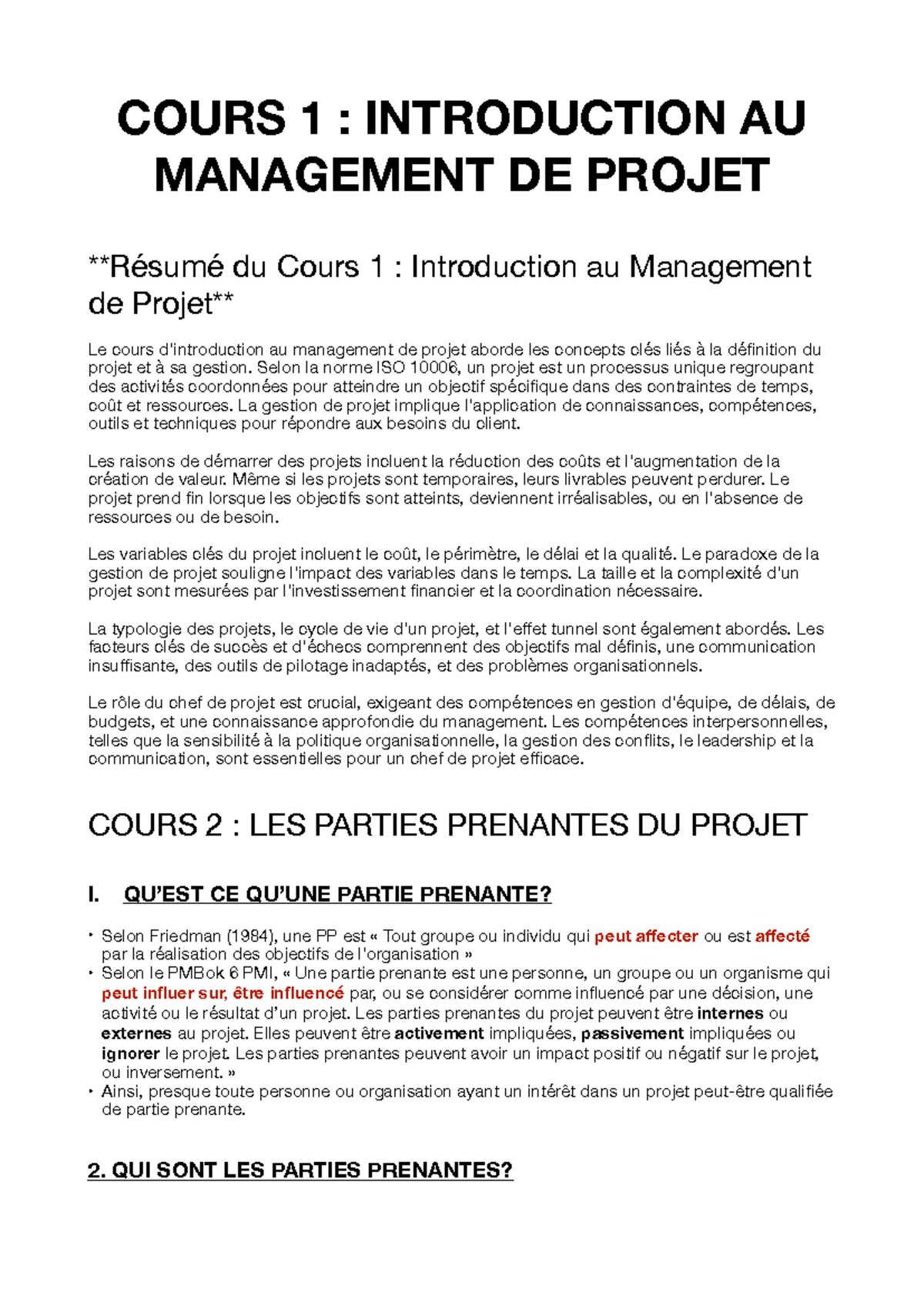 Introduction au Management de Projet : Concepts Clés et Parties ...