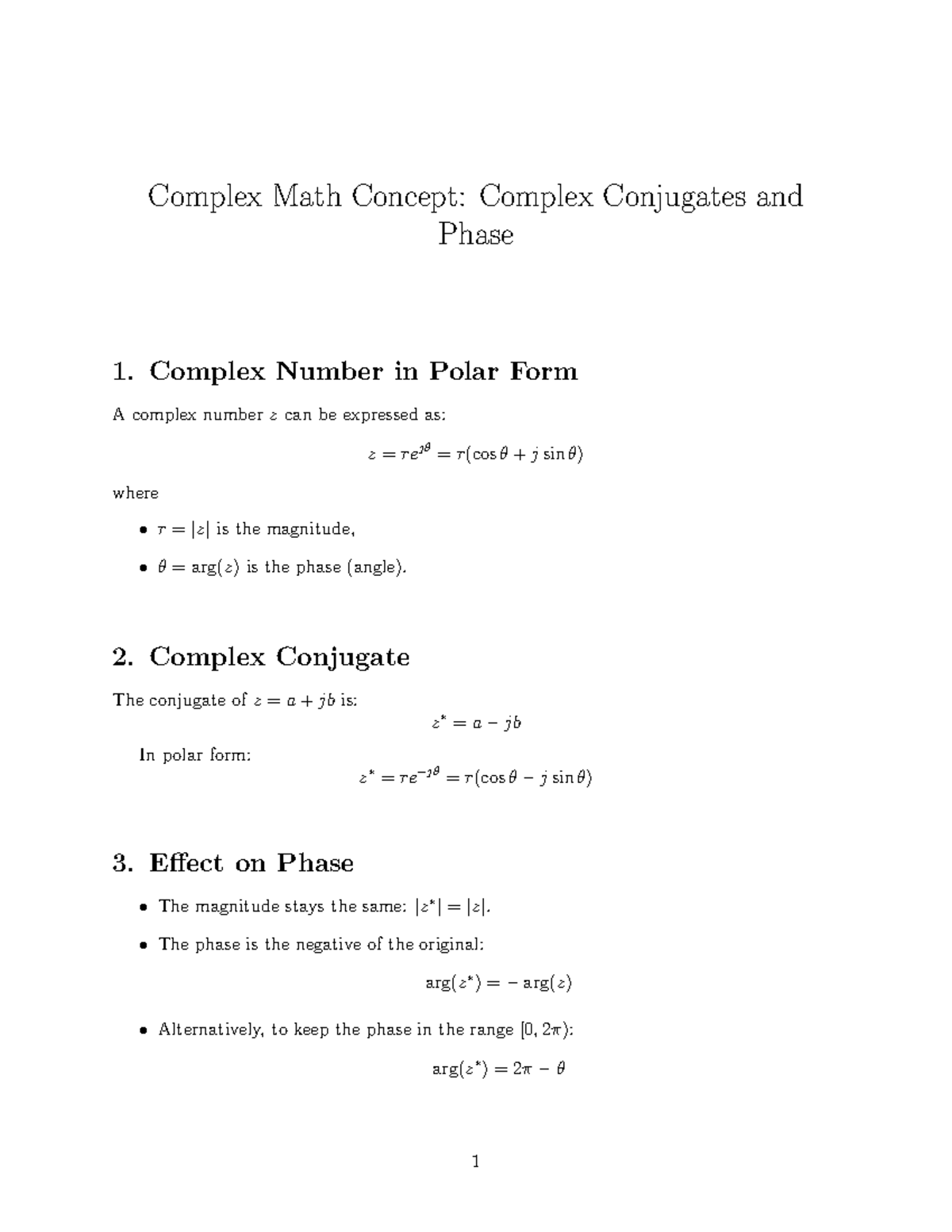 S25-Complex Conjugates: Understanding Polar Form and Phase - Studocu