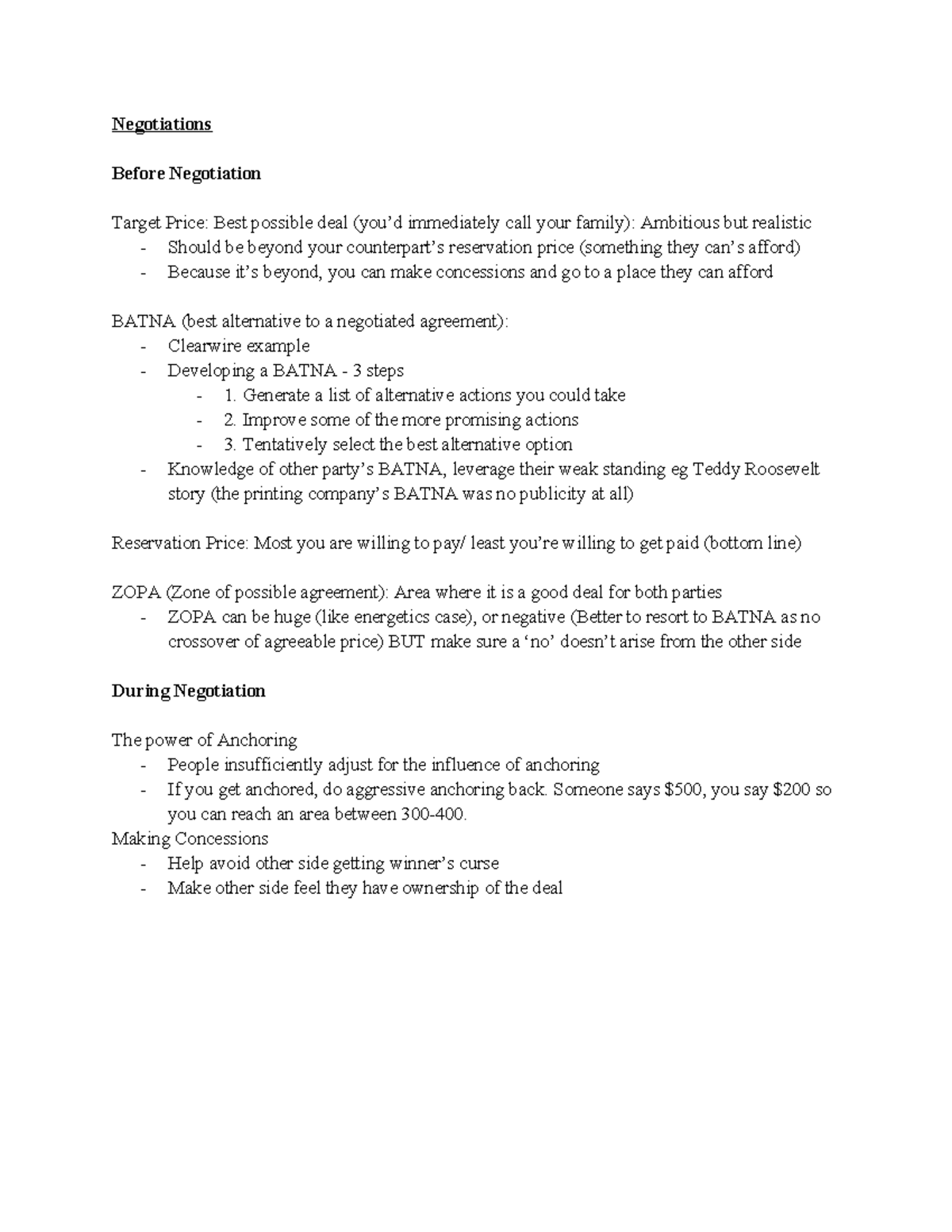 Negotiation Notes: Strategies for Effective Deal-Making - Studocu