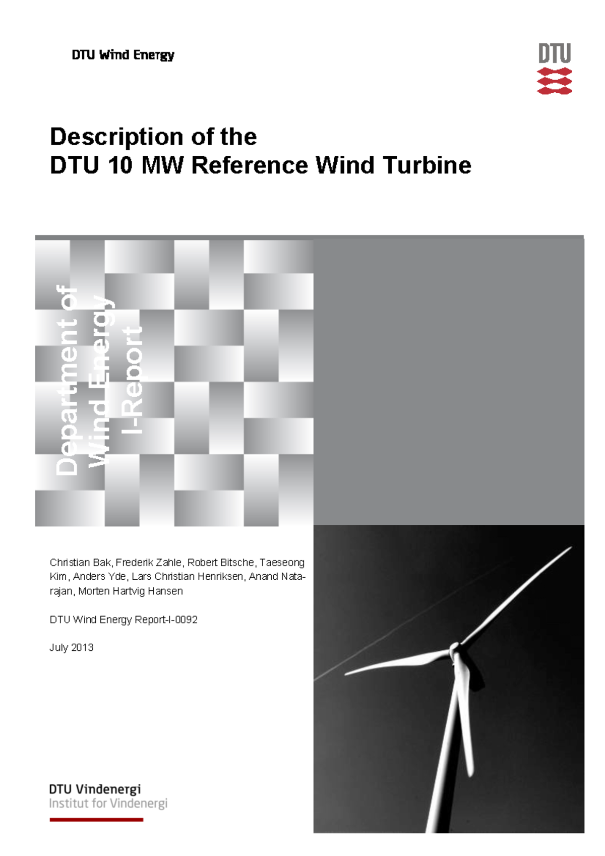 DTU Wind Energy Report-I-0092: DTU 10 MW Reference Wind Turbine ...