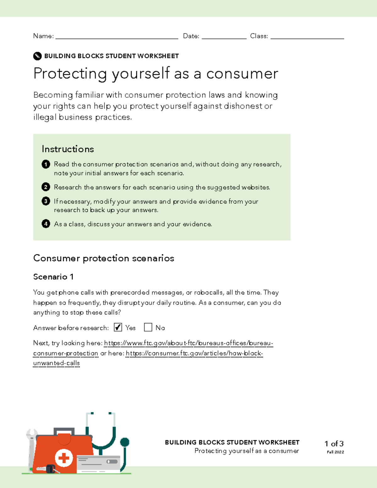 Consumer Protection Insights: Building Blocks Worksheet (Fall 2022 ...