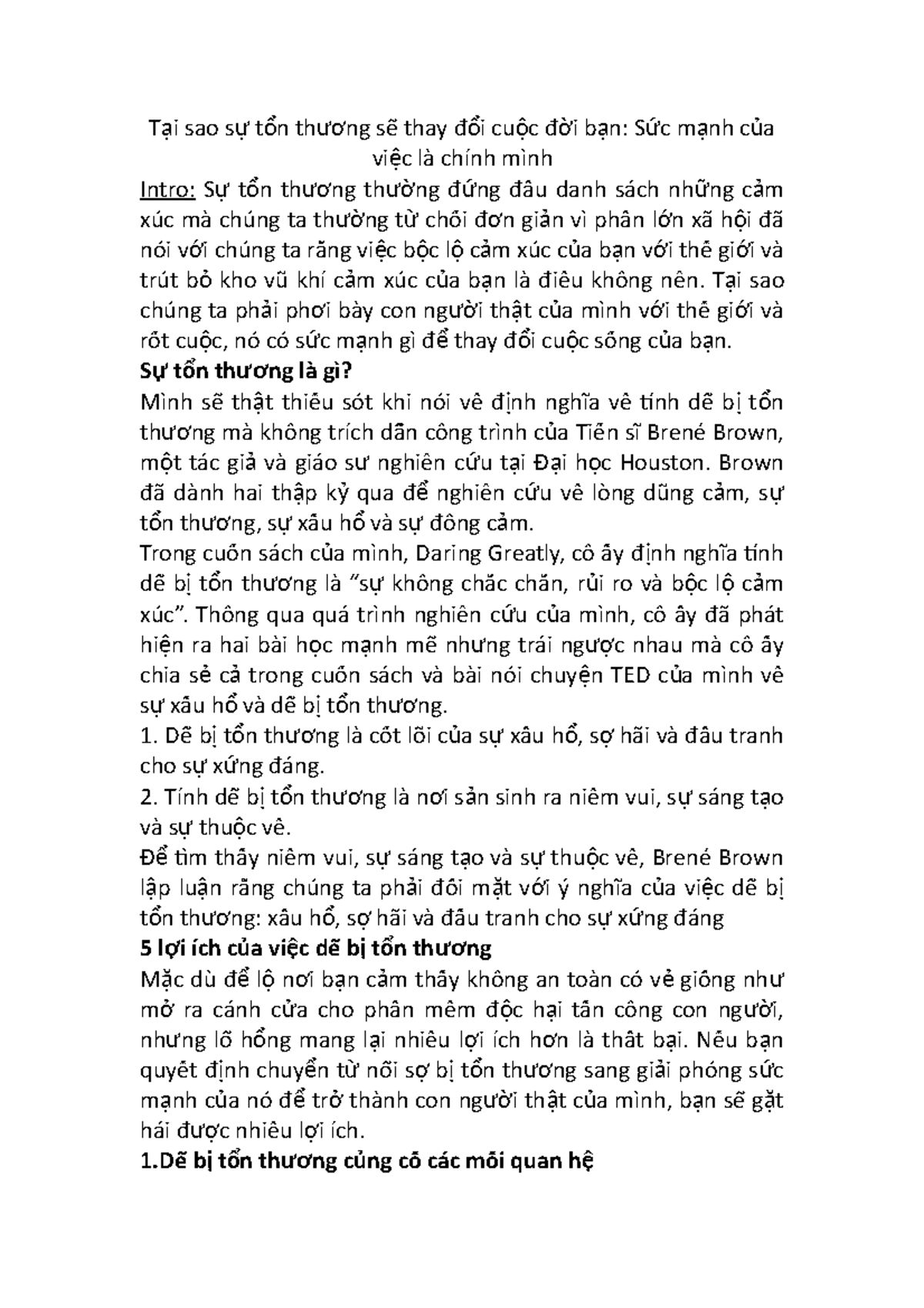 Tại sao sự tổn thương sẽ thay đổi cuộc đời bạn - T i sao sạ ự ổt n th ương sẽẽ thay đ i cu c đ i ...