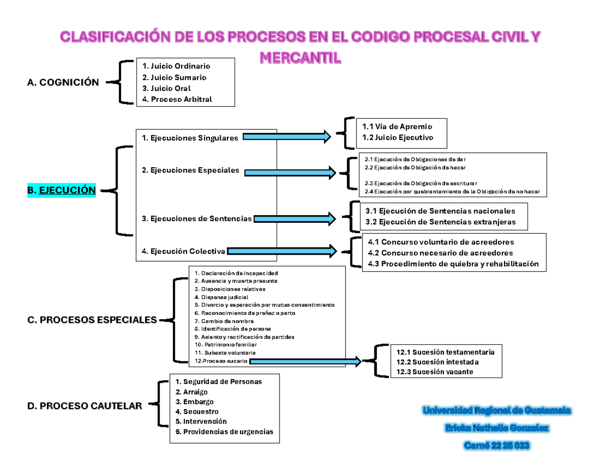 Clasificación de Procesos en el Código Procesal Civil y Mercantil - Studocu