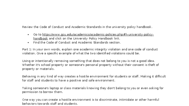 Univ 303: Understanding Academic Integrity & Code of Conduct Violations ...