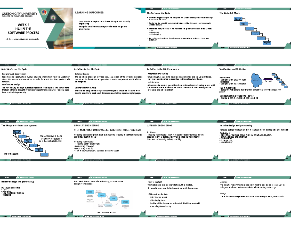 WEEK 3 HCI101 - HCI in the Software Process Overview - Studocu