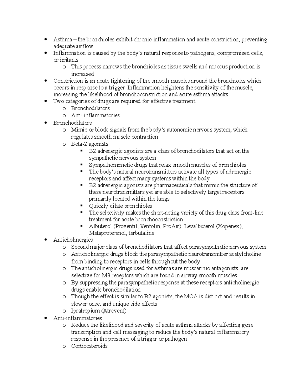 Anti-Asthmatic Drug Mechanisms: Concepts & Treatments in Lab - Studocu