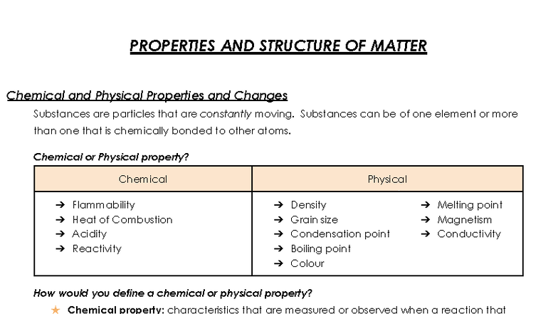 CHEM MOD 1: Properties and Structure of Matter Overview - Studocu