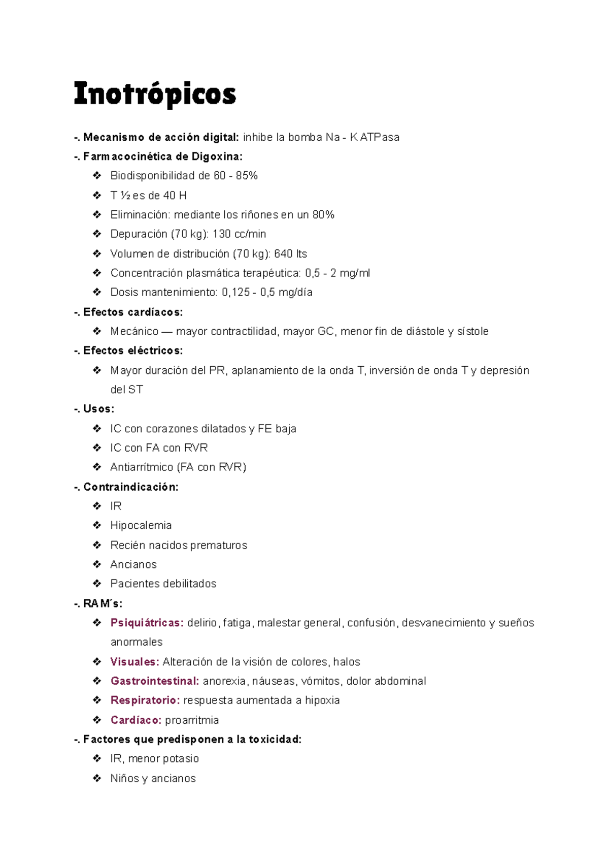 4- Inotrópicos - Que son los inotropicos - Inotrópicos -. Mecanismo de ...