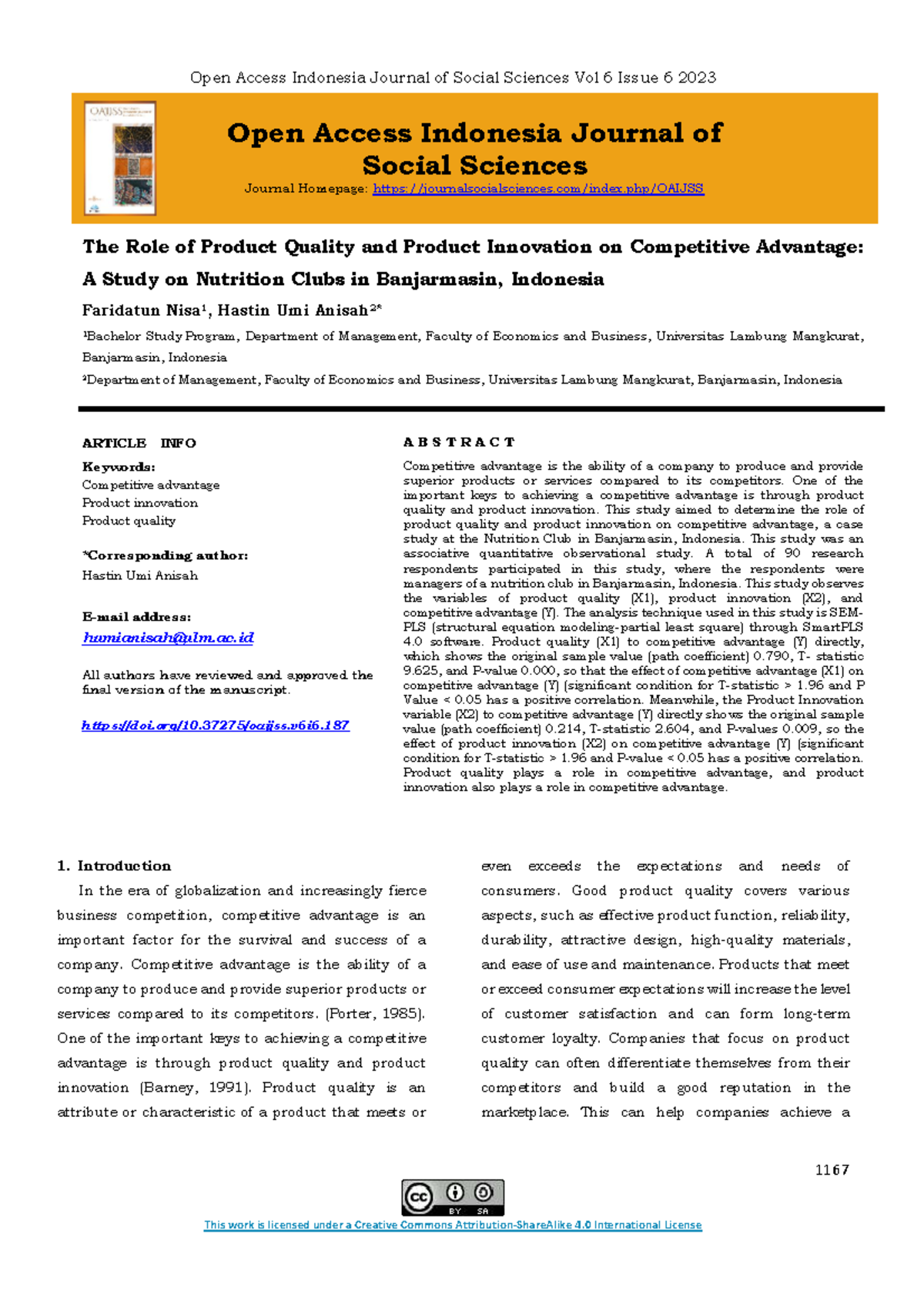 The Role of Product Quality & Innovation on Competitive Advantage: A ...